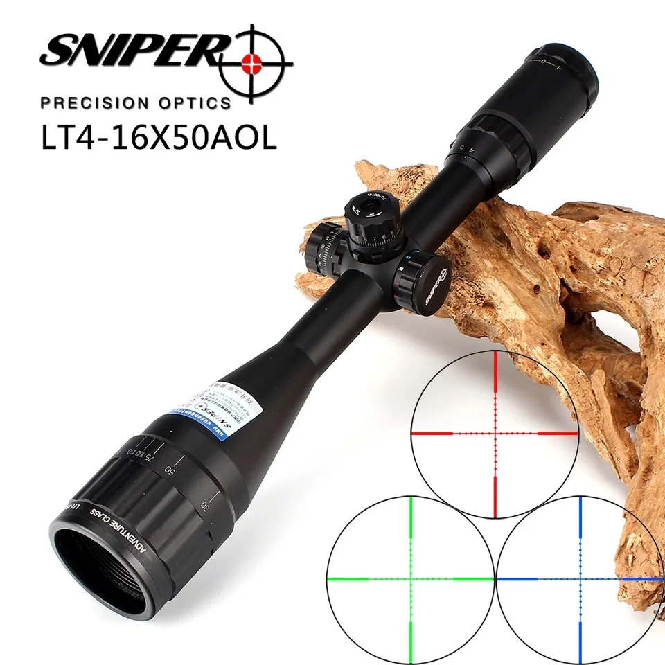 Sniper 6 24X50 AOL 1 inch Full Size Tactical Optical Sight Illuminate ...