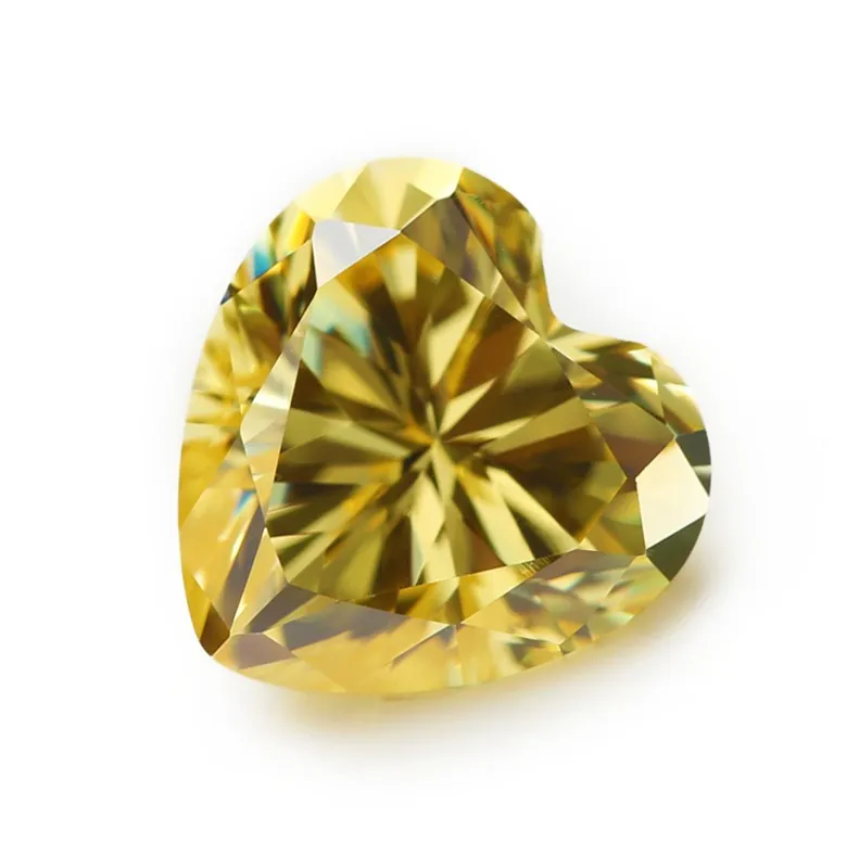 50pcs 3x3~15x15mm Heart Shape Loose Cz Stone Golden Yellow Color Aaaaa ...
