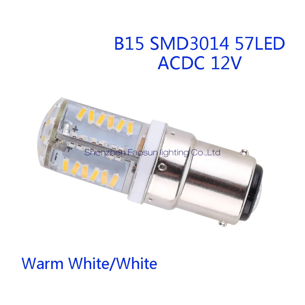 B15 LED Bombilla de alta potencia SMD3014 57 LEDs ACDC12V Blanco/luz ...