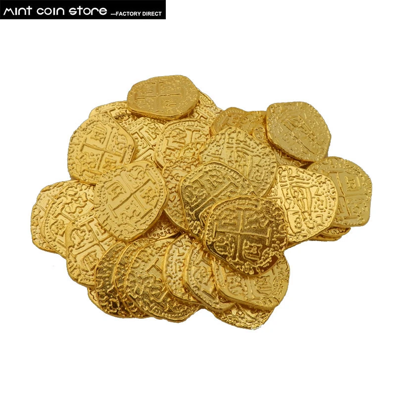 1 Piece European Spain Doubloon Gold Coin Captain Pirate Toy Party ...
