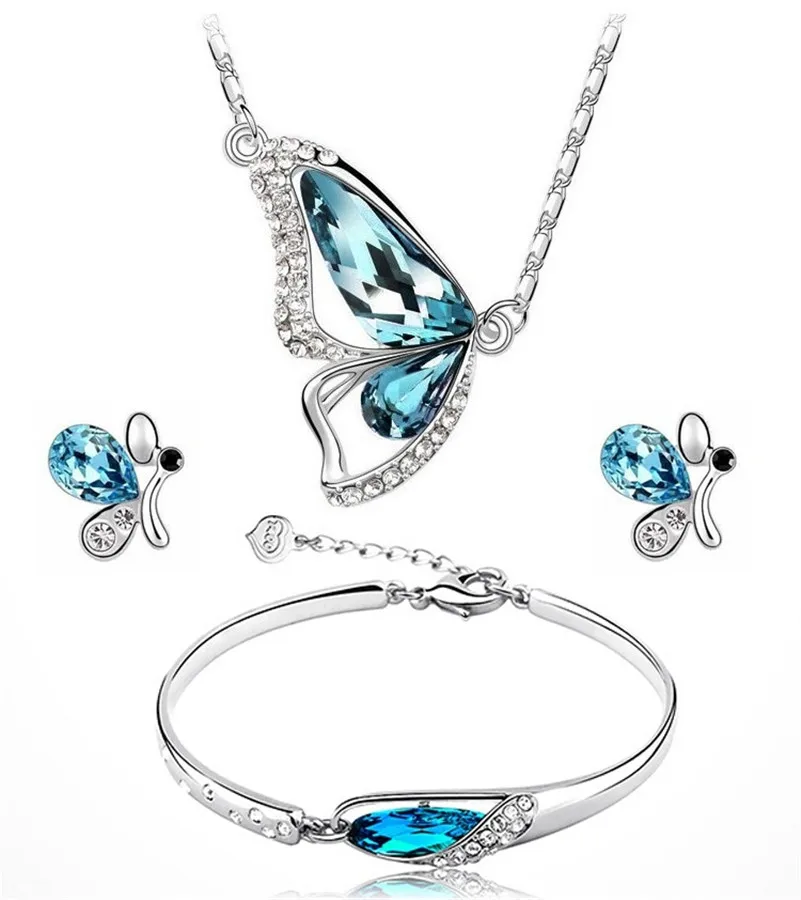 Buy Free Shipping 2016 New Butterfly Jewelry Sets Necklace Earringbracelet