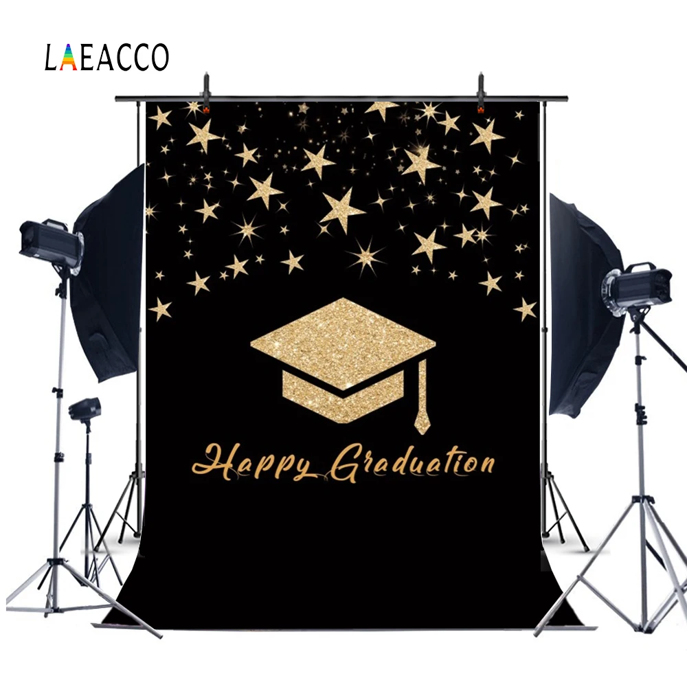 Laeacco Student Happy Graduation Cap Star Poster Scenic Seamless ...