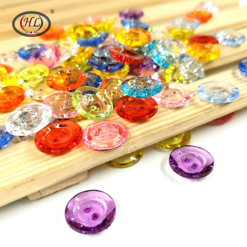 Hl 13mm 50/100pcs/lot Mix Colors 2 Holes Acrylic Buttons Apparel Sewing ...