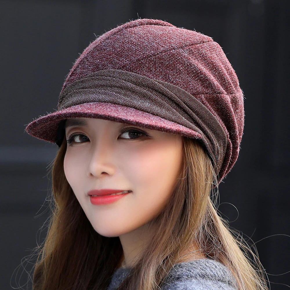 Coreano 5 colores niñas boina gorra Otoño Invierno tejido señoras cálido Domo lana boina ...