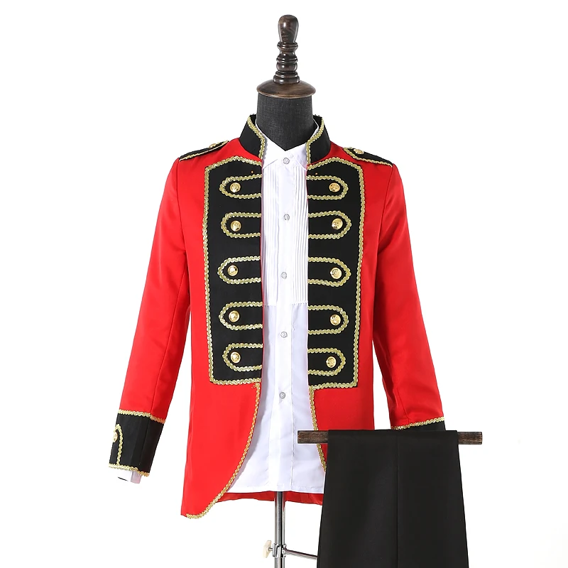 European style red black fronted palace court costume men's army dress ...