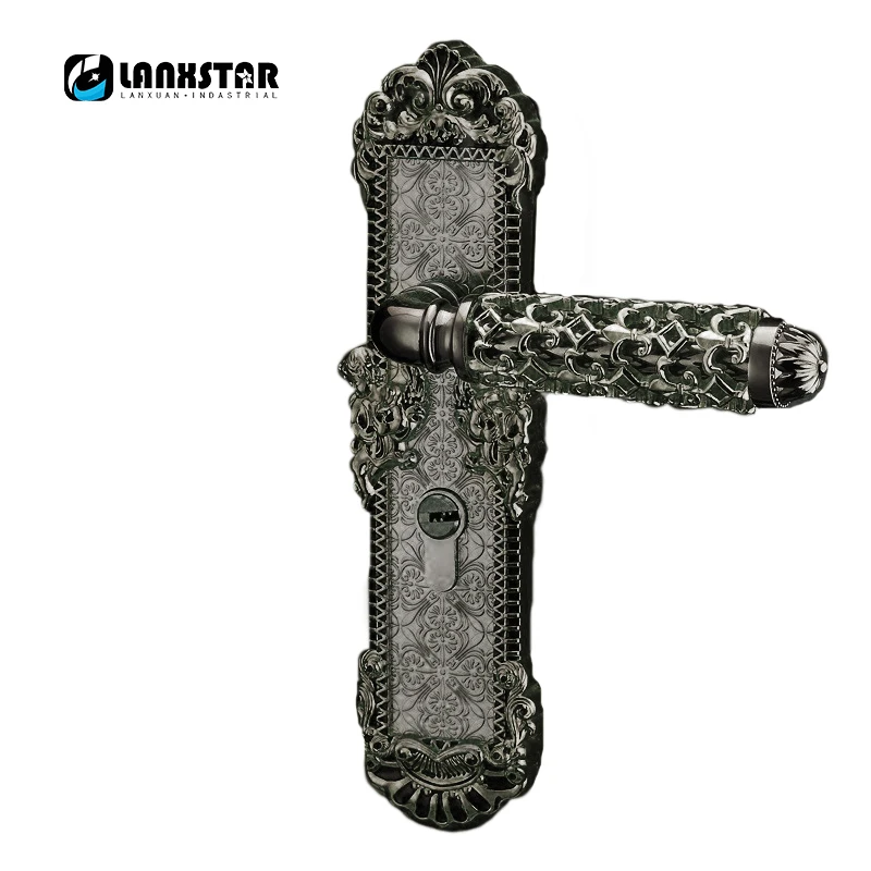 European-Luxury-Mute-Lockset-Gold-Color-Hollow-Process-Handle-Lock ...