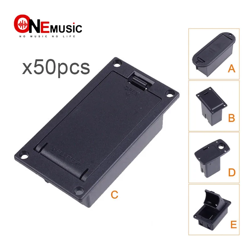 50pcs Black ABS Platic 9V Battery Holder Case Box Cover For Guitar Bass ...