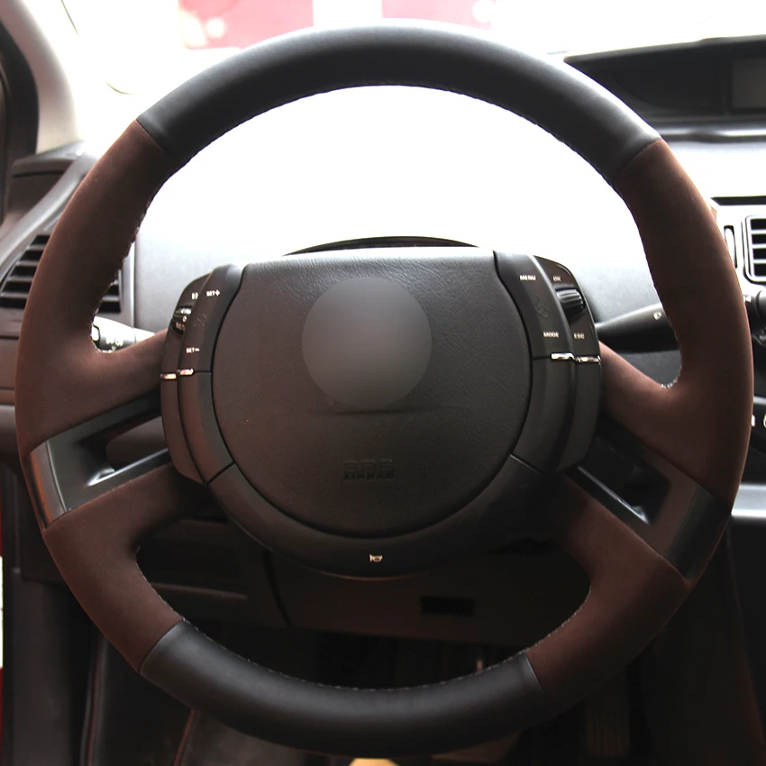 Aliexpress.com : Buy Black Natural Leather Coffee Suede Car Steering ...