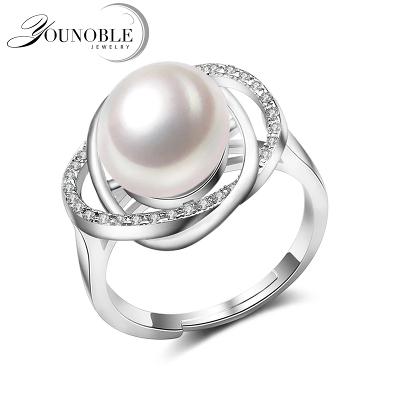 Anillos de perlas de agua dulce reales para mujer, anillos de perlas ...