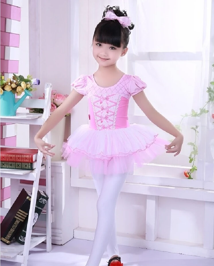 Pink Bodysuit Ballet Dress Tutu Skirt Costume Girls Ballet Dancewear ...