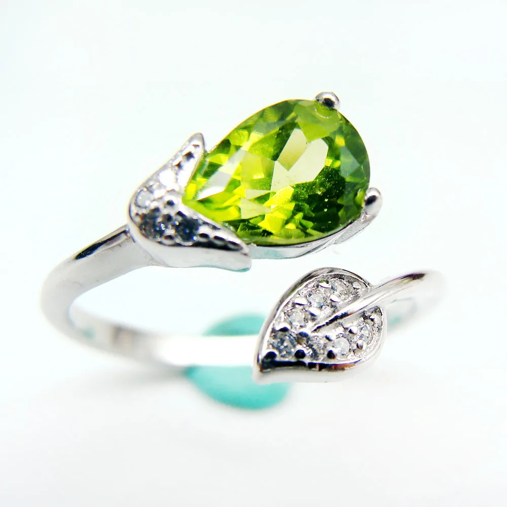 2015 green gemstone women ring GVBORI 925 Stering Silver rings fine ...