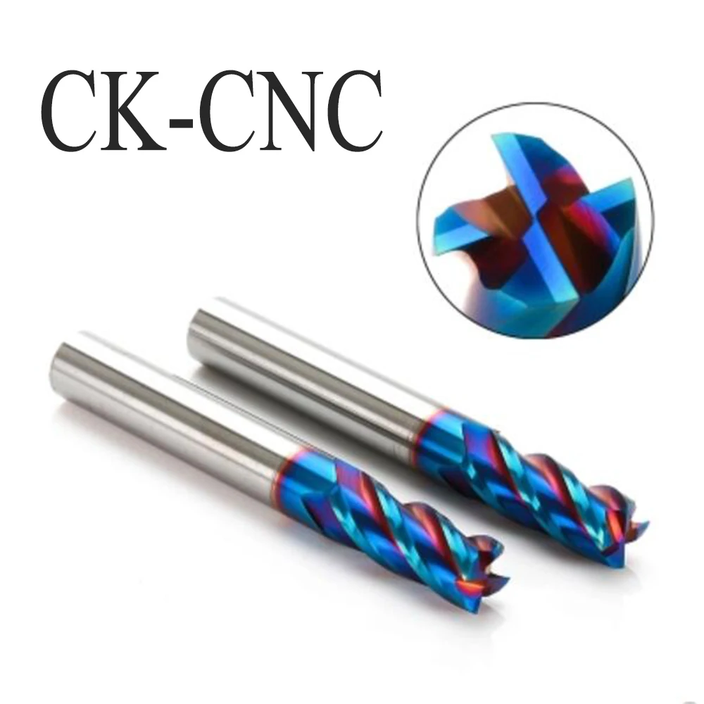 Sak Tungsten Steel Milling Cutter 4 Blade 65 Degree Nano Blue Coating