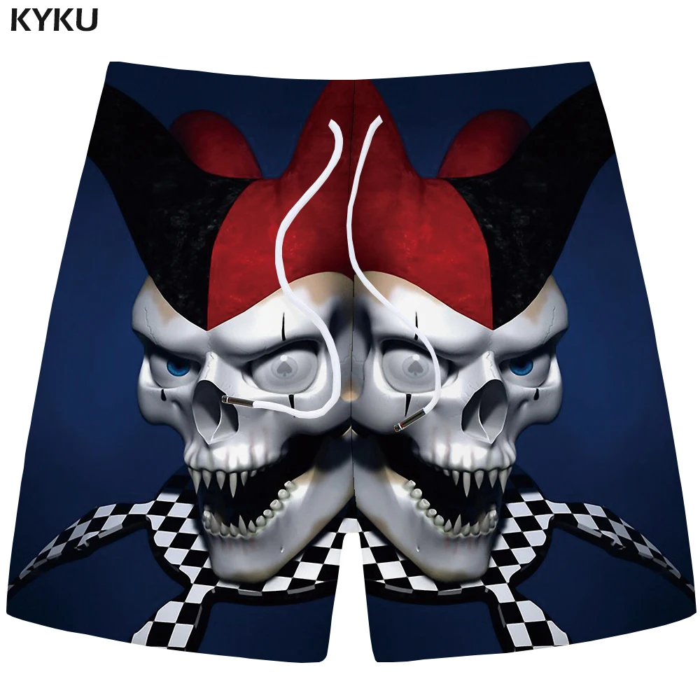 KYKU Clown Shorts Men Blue Skull Casual Shorts Cargo Lattice 3d Printed ...