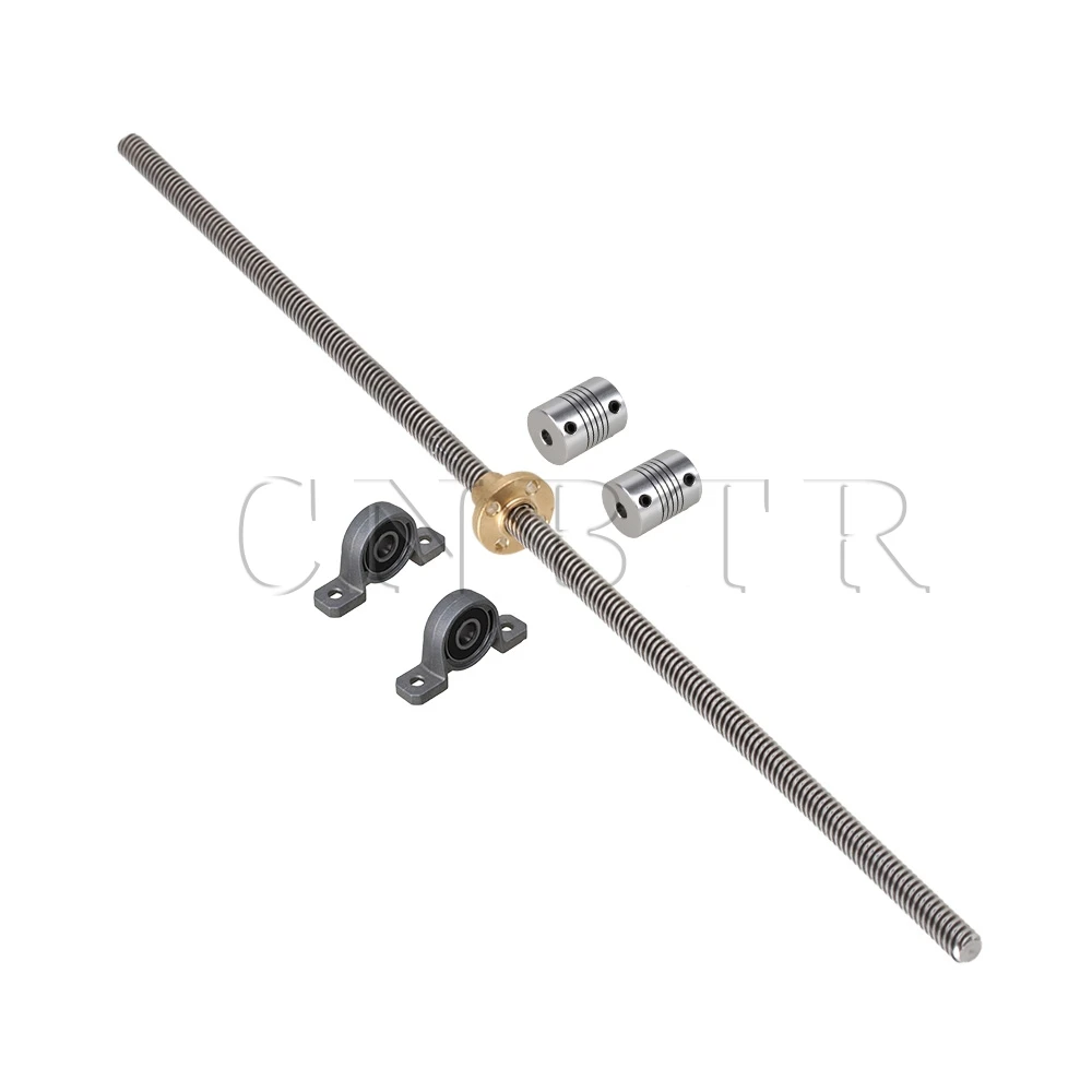 CNBTR Horizontal 400mm 8mm Lead Screw Shaft Coupling Bearing Pillow ...