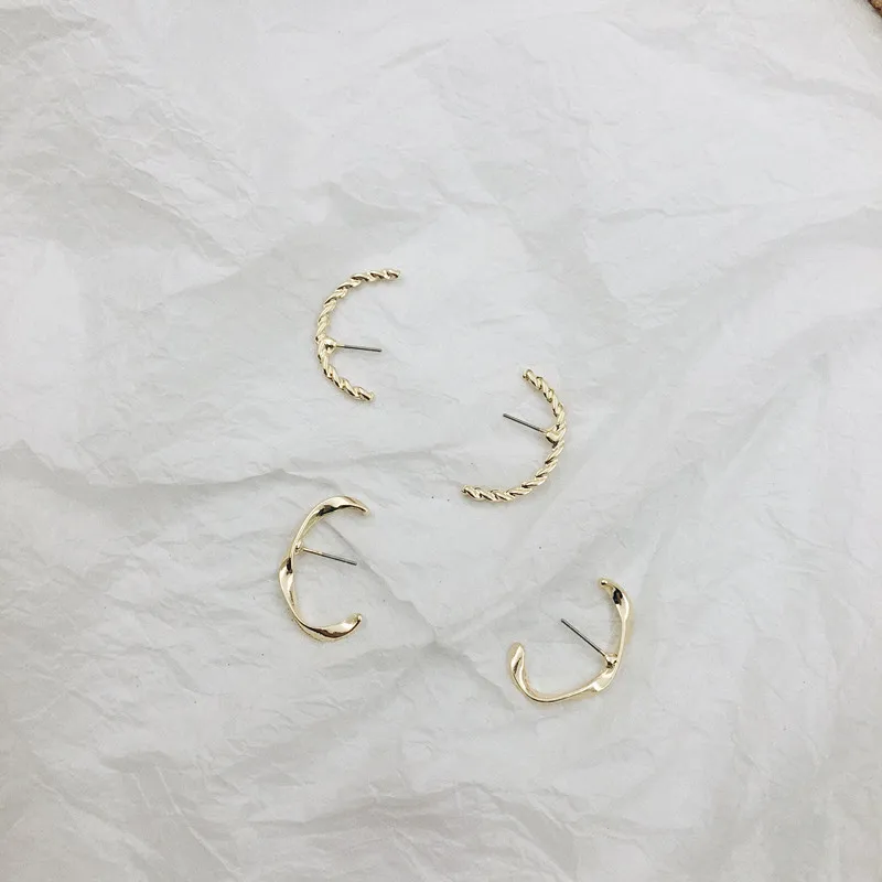 Simple Korean Design Spiral Line Earrings Minimalist Jewelry Vintage ...