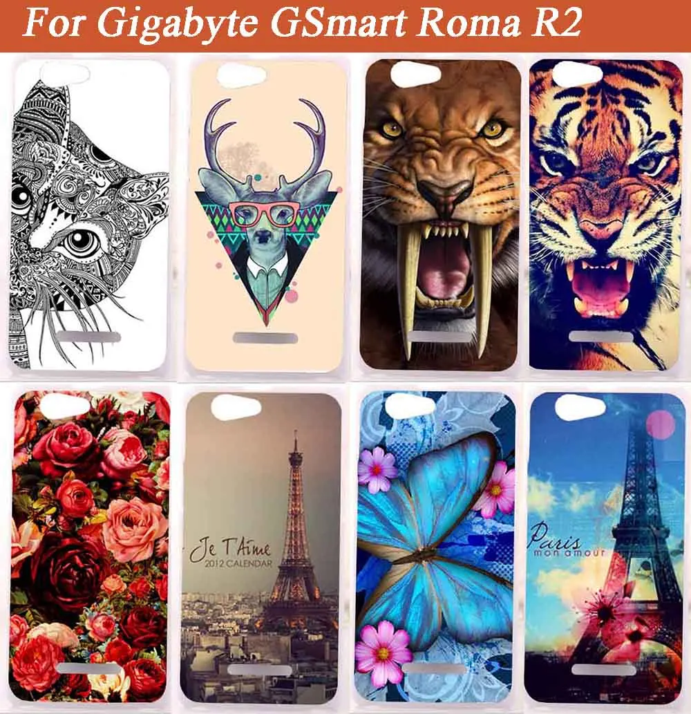 아름다운 꽃 에펠 탑이있는 Gigabyte GSmart Roma R2 용 새 고급 패턴 페인트 케이스 Lovely animals ...