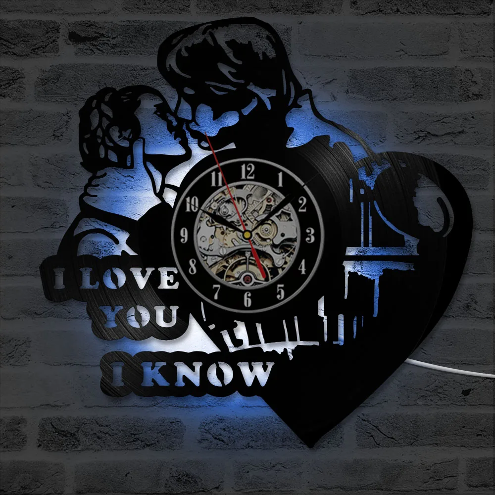 Heart Shape CD Record Wall Clock Creative Romantic Princess Leia Han ...