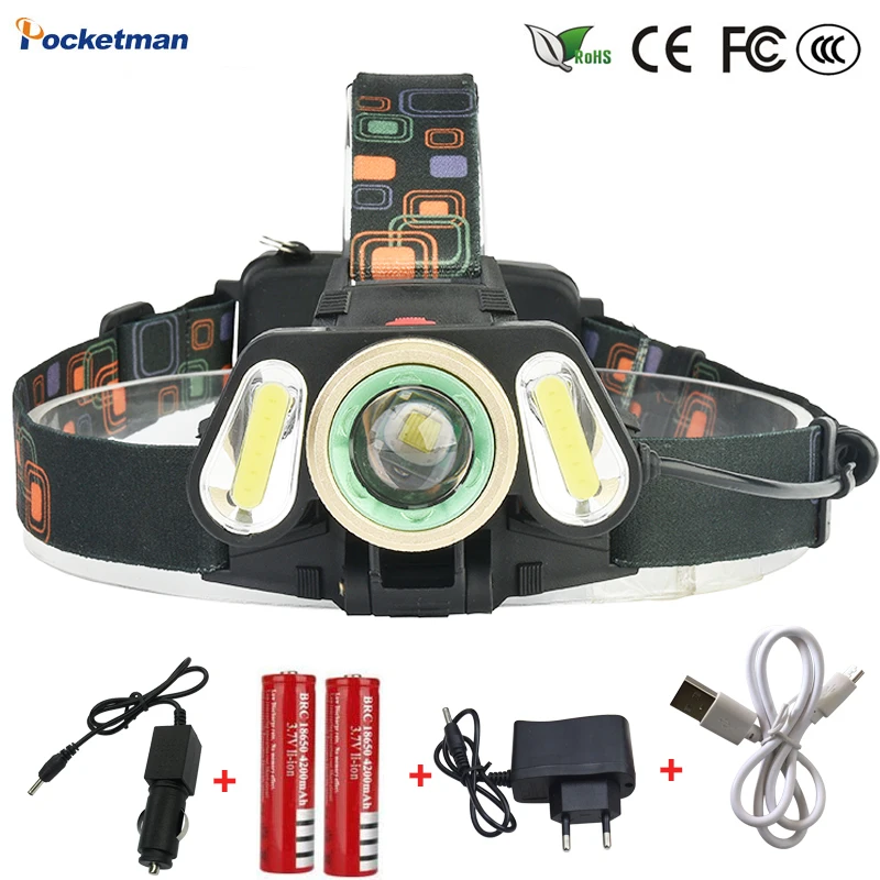 5000 Lumens Waterproof LED Headlamp 4 Modes Headlight 18650 ...