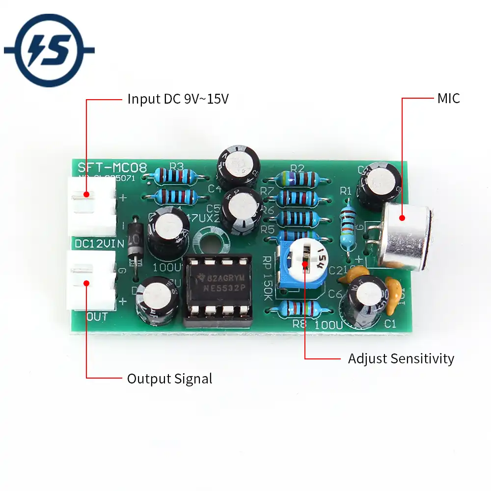 Mini Microphone Audio Amplifier Module Speaker Circuit Board DC 2.5 9V ...