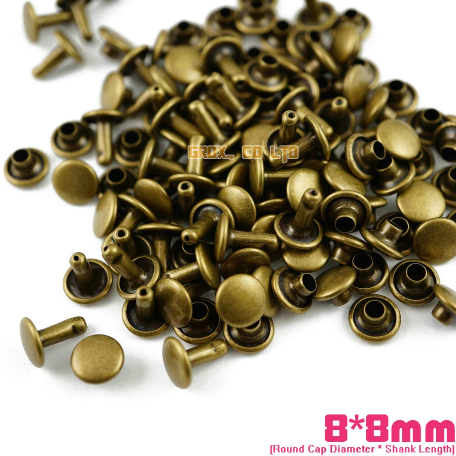 500-set-8-8mm-Antique-Brass-Double-Cap-Round-Rapid-Rivet-Leathercraft ...