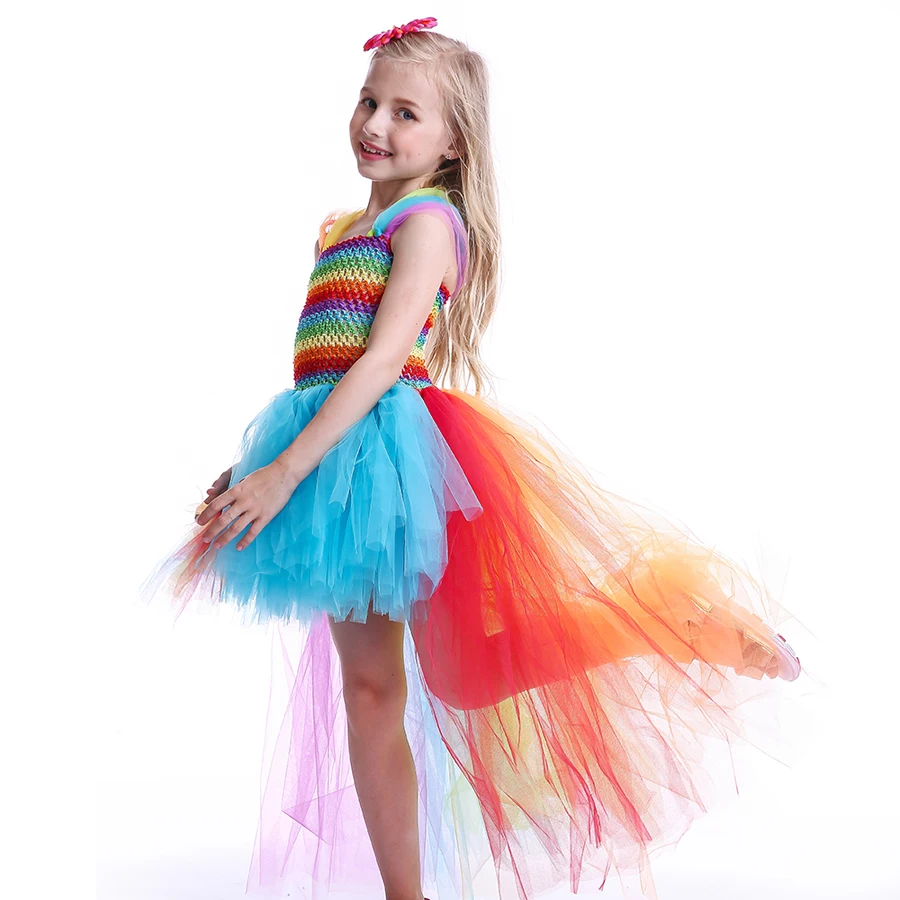Rainbow Dash Tutu Dress Multi Color Princess Ball Gown Cosplay Costume ...