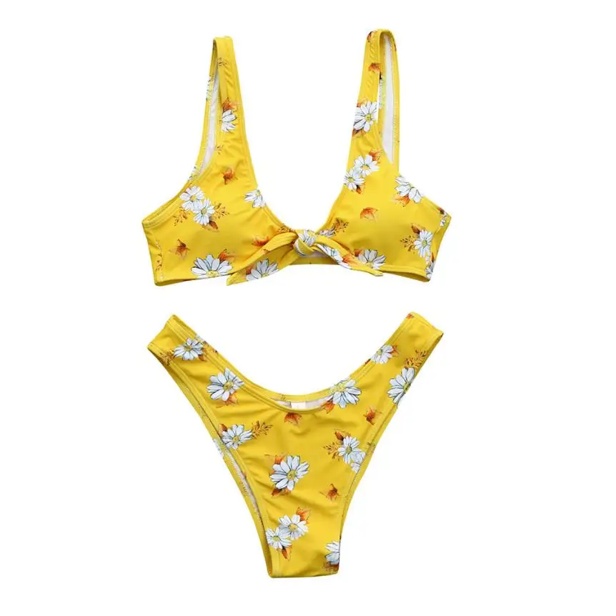 Womail Women Padded Bandage Floral Printed Beachwear Bathing Bikini