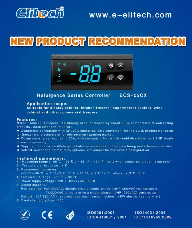 ECS 02CX refrigerating temperature controller elitech kibnt|control ...