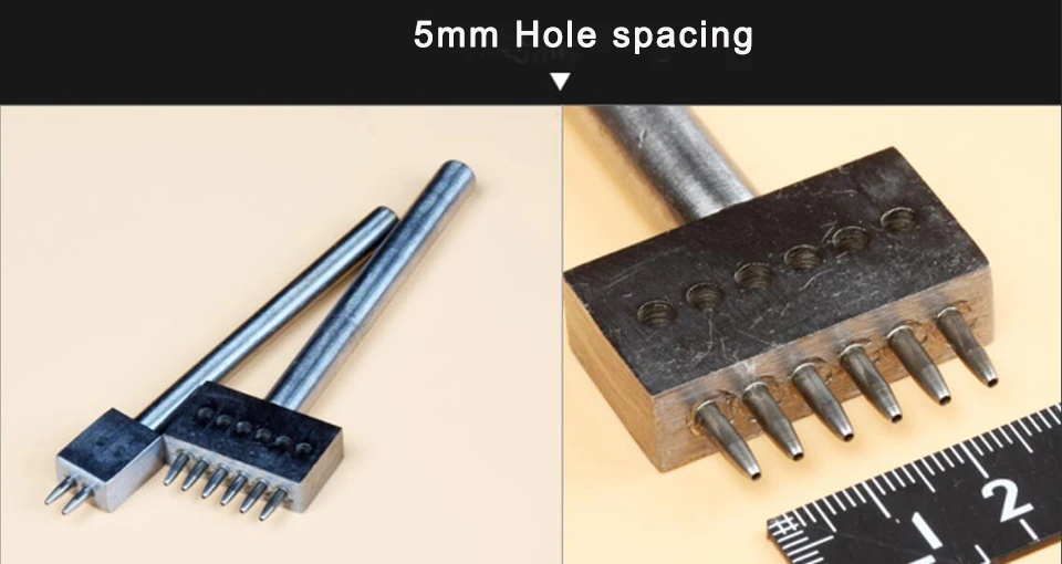 POINCON,8mm 2 prong 1pcs--poinçon rond pour l'artisanat du cuir, rangée ...