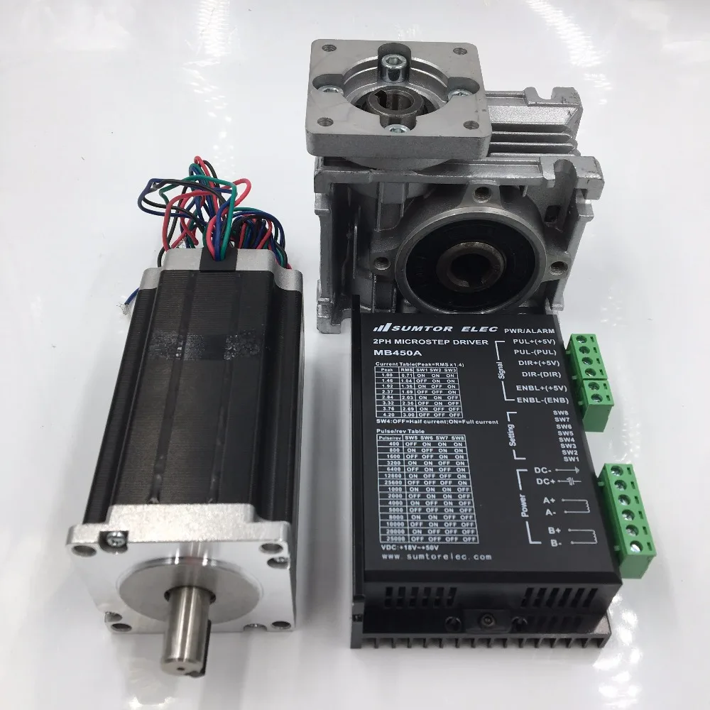 2ph 60Nm Stepper Motor Nema23 L112mm Worm Gearbox Ratio 20:1 DC24 50V ...