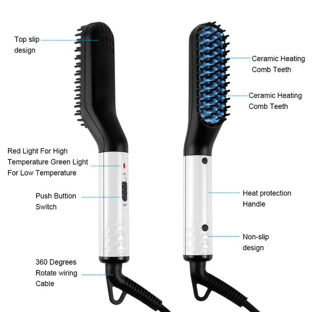 NEW Beard Straightener Multifunctional Hair Comb Brush Electric Quick ...