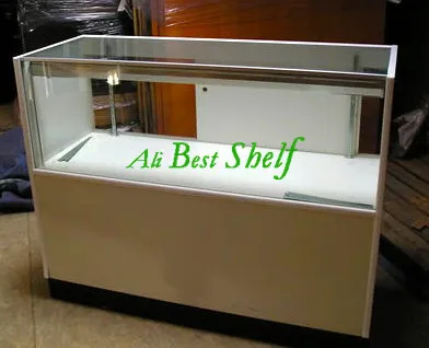 Wooden mobile phone display counter with tempered glass and lights for ...