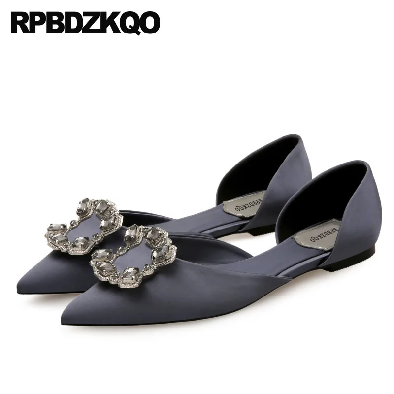 Rhinestone Flats Sandals | Rhinestone Ballet Shoes | Satin Flats ...