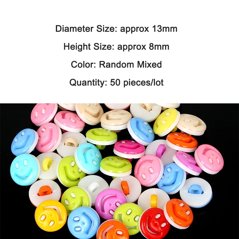 50pcs 13x8mm Shank Round Smile Buttons Child Plastic Button For Diy Kid ...