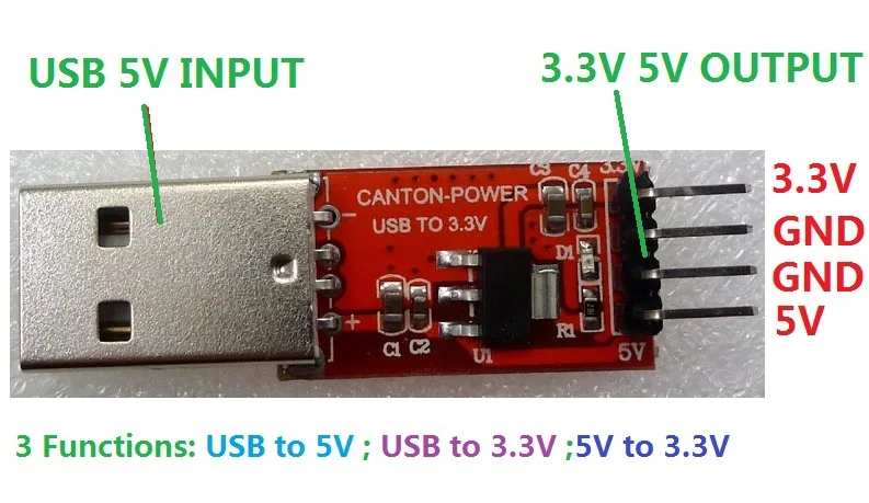 3 functions USB Power Supply Module 5V to 3.3V DC DC Step Down Buck ...
