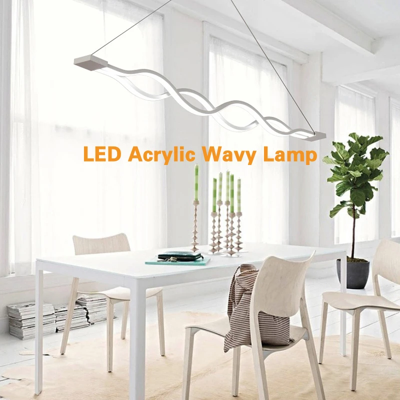 Modern Pendant Light Simple LED Acrylic Wavy Lamp Ceiling Suspension ...