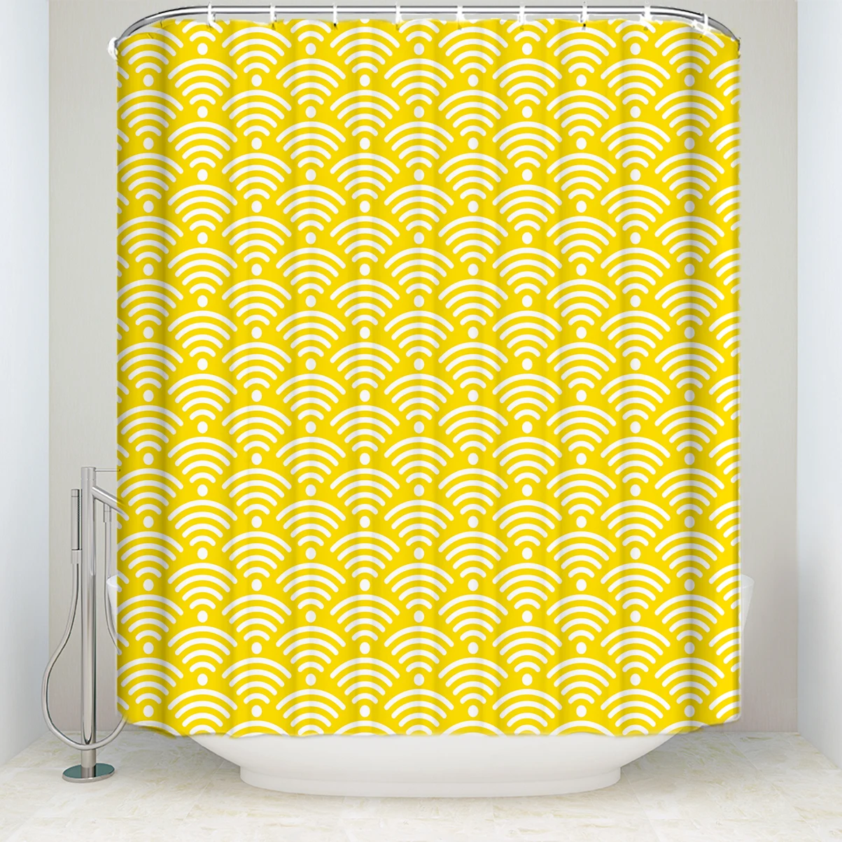 New Waterproof Modern Simple Design Wave Printed Shower Curtain