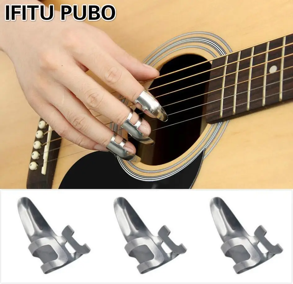 3pcslot Stainless Steel Guitar Finger Picks Rings Plectrum For Guitar Banjo Ukulele Alice