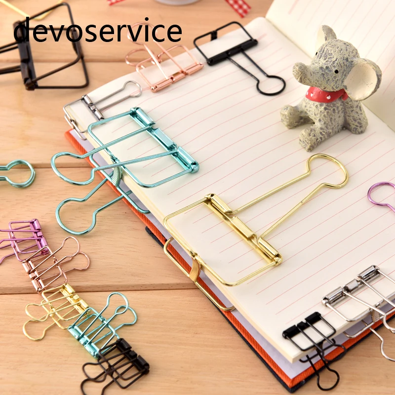 5Pcs Novelty Solid Color Paper Clip Hollow Metal Binder Clips Notes ...