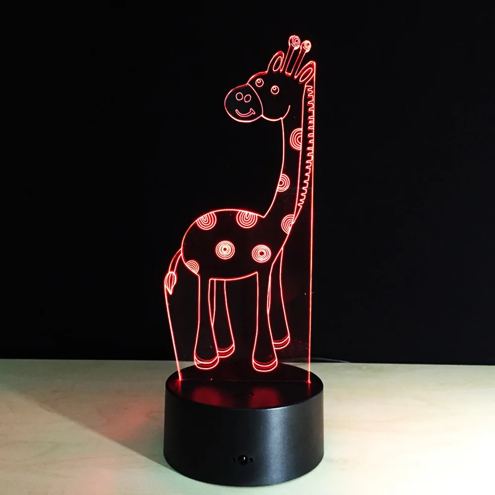 Acrylic 3D LED Lamp Giraffe Small Night Light Remote Touch Switch ...