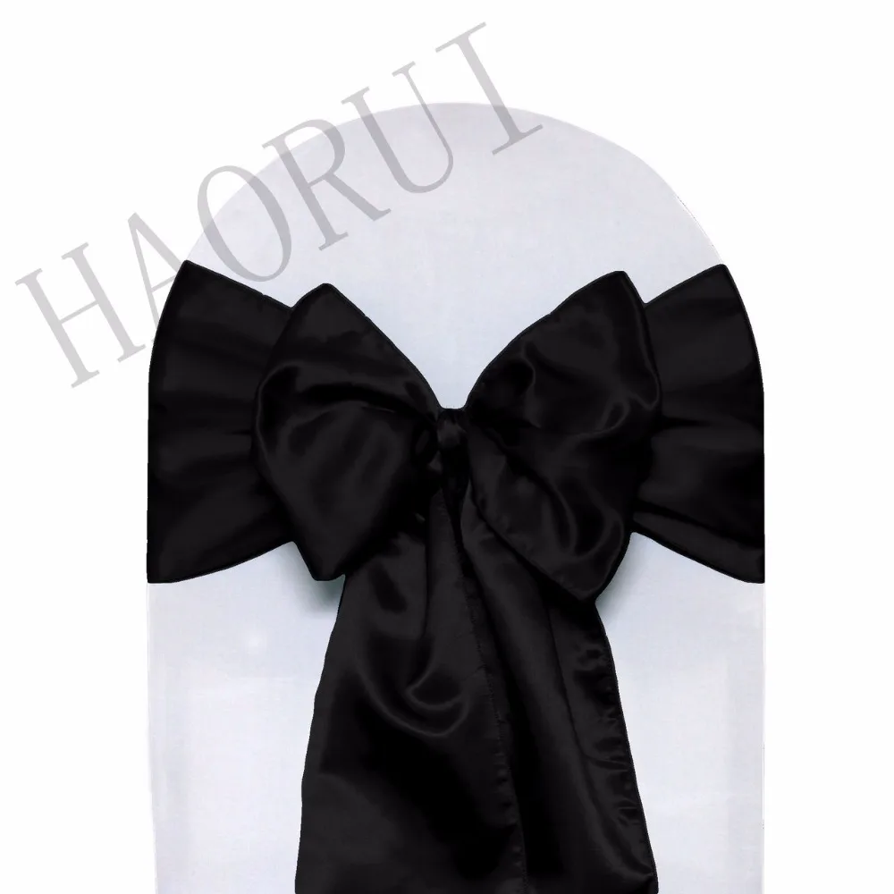 Free Shipping 7"x108'' 150pcs Black Satin Wedding Chiffon Stretch Chair ...