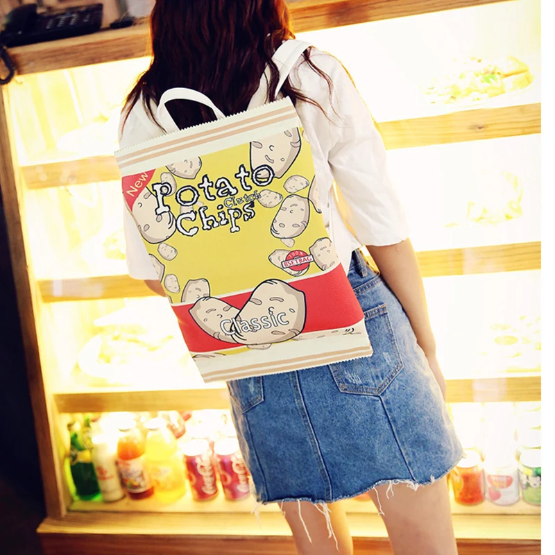 Harajuku Backpacks Cute Potato Chips Hispter Bag Lovely PU Leather ...