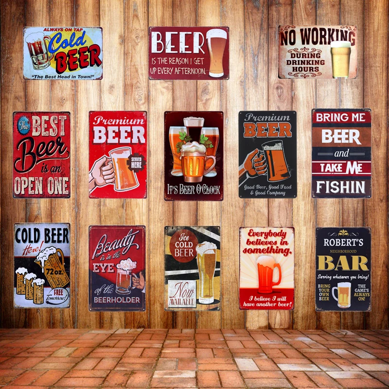 Retro Plaque Premium BEER Metal Tin Signs Vintage BAR Pub Home Wall Retro Plaque Premium BEER Metal Tin Signs Vintage BAR Pub Home Wall