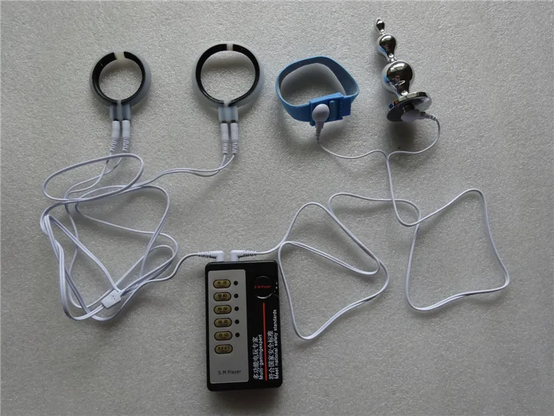 2017 Brand New Gays Sex Products Electroshock Cockrings Metal Ass Masturbator Plug Male Bdsm