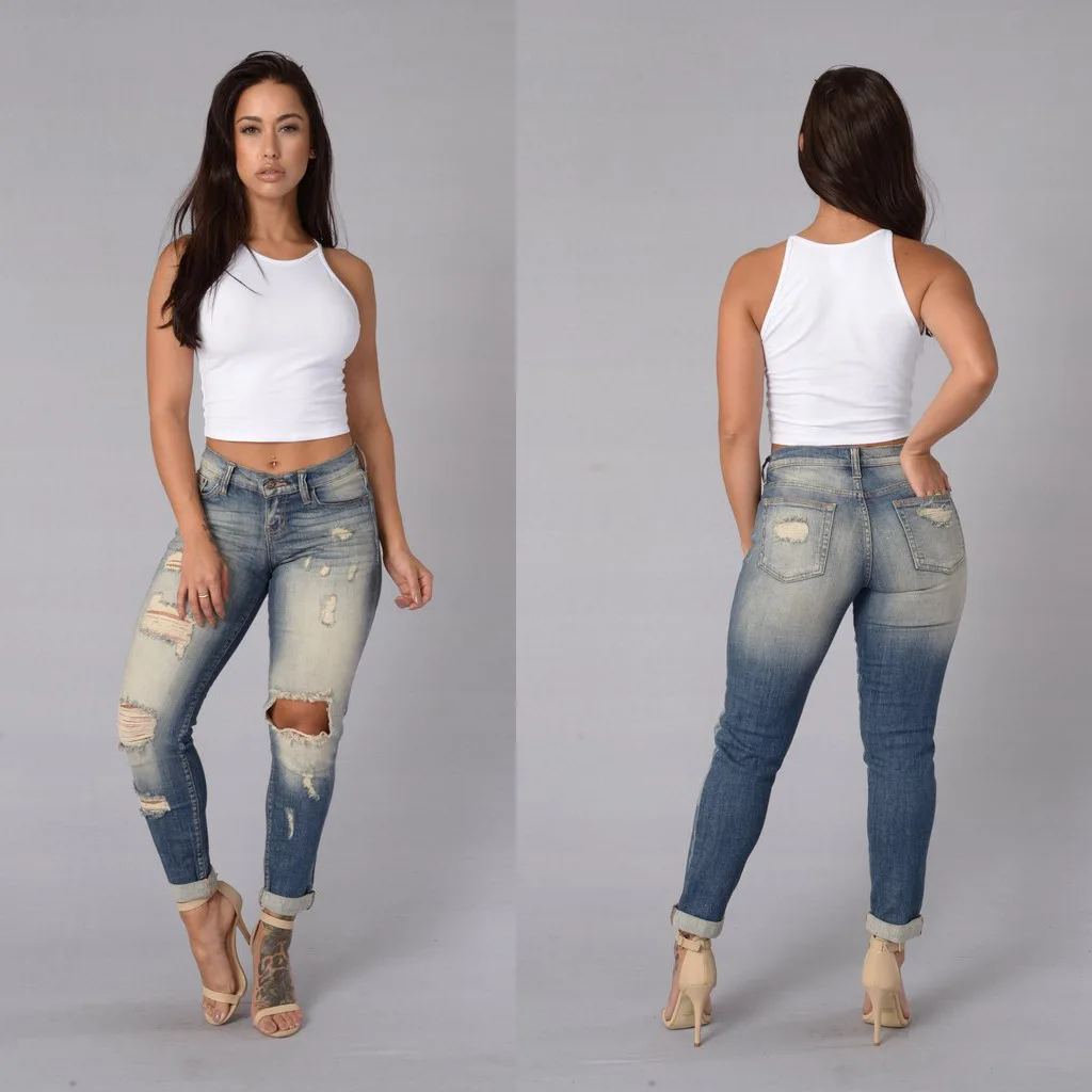 Buy 2016 Special Offer Patchwork Low Fashion Jeans For Women Hole Vintage Girls