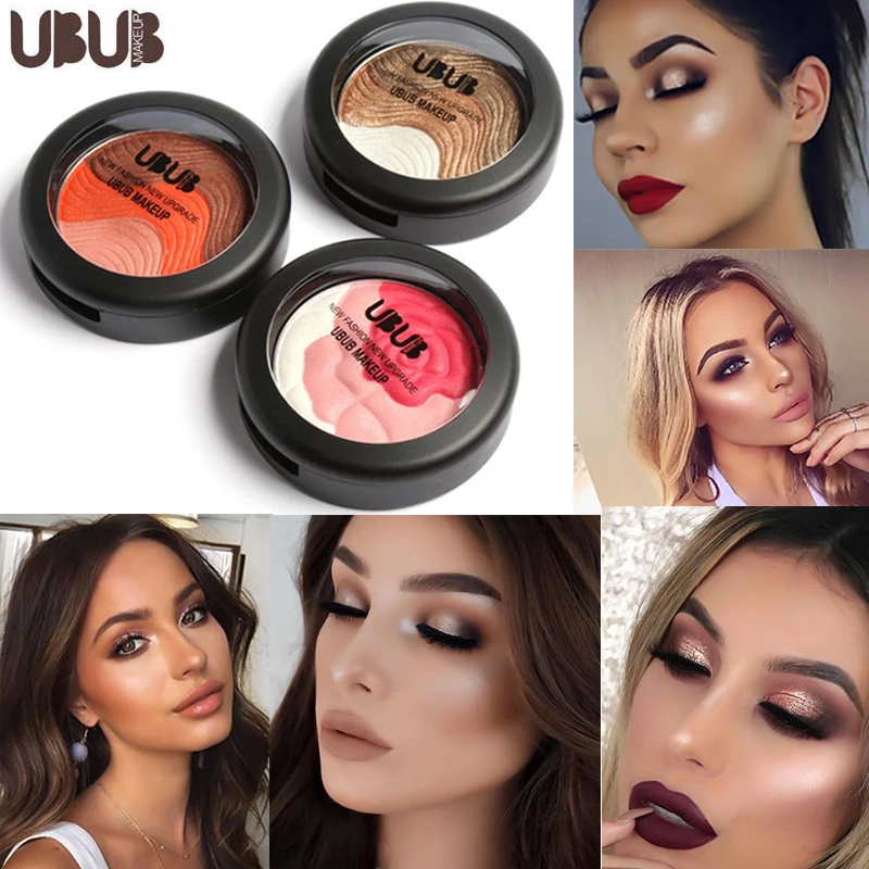 UBUB Baked Blush 3 Colors Rose Blusher Bronzer Waterproof Makeup ...