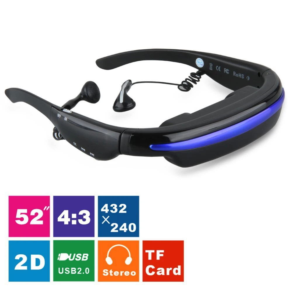 Brand Excelvan 52 Inch Virtual Screen Digital Portable Video Glasses 3D ...