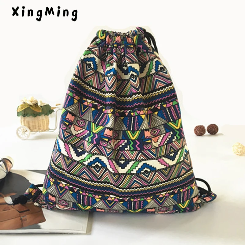 XINGMING Women Fabric Backpack Female Gypsy Bohemian Ethnic Ibiza Brown ...