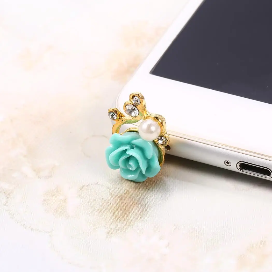 Purple Phone Rhinestone Pink Mobile Shape Jack Flower Universal Plastic ...