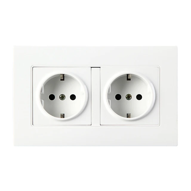 Double Outlet wall socket White Double German Standard Socket Panel ...
