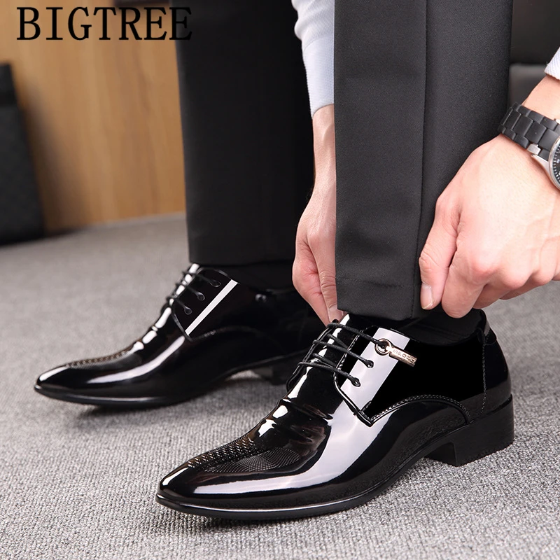 Suit Shoes Men Formal Italian Fashion Office Shoes Men Dress Patent
